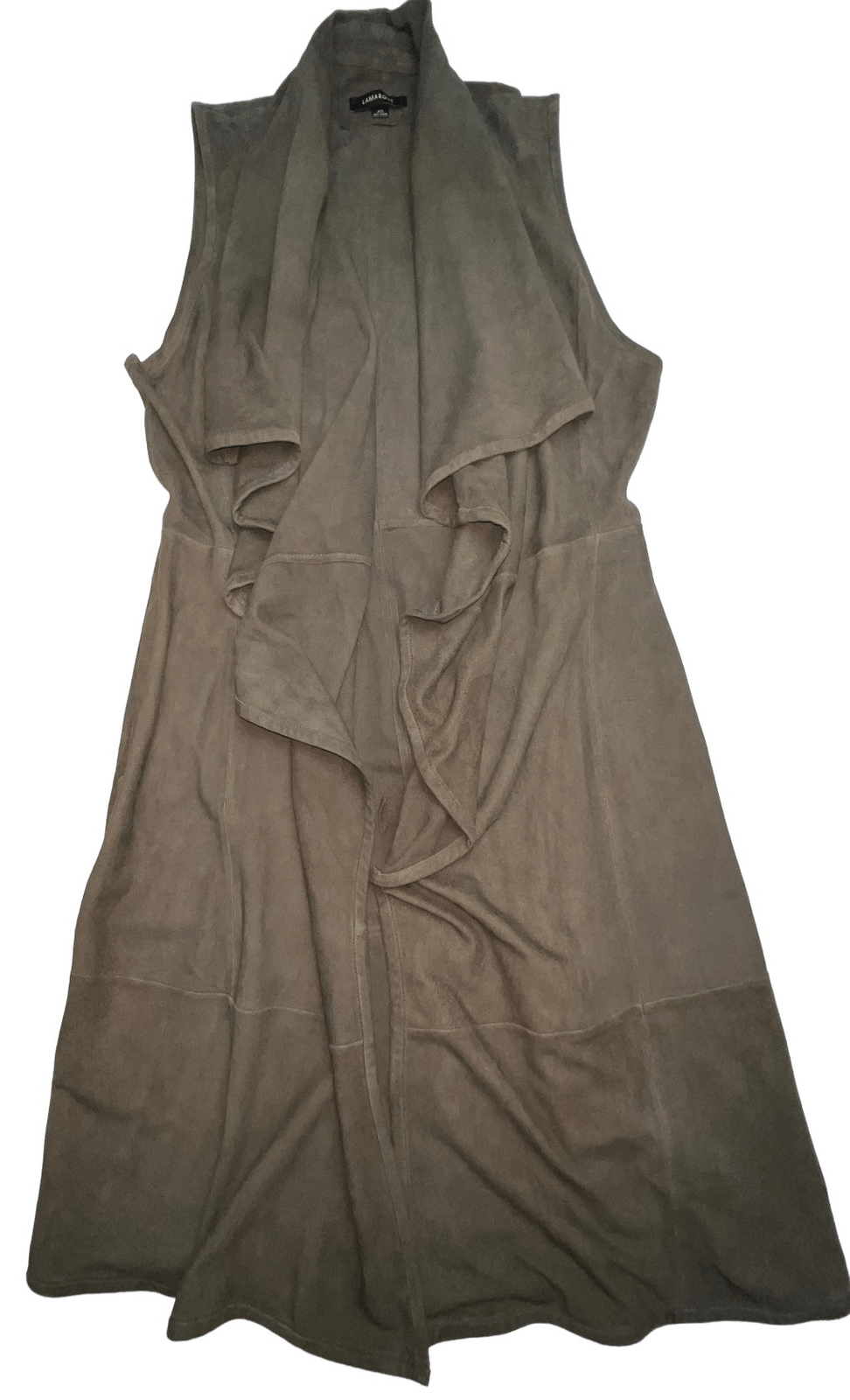 Lamarque Elem Drape Front Waterfall Goat Suede Leather Duster Vest ...
