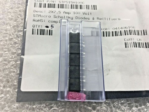 (5 PIECE LOT) STPS15H100CB, STMicro DIODE ARRAY SCHOTTKY 100V DPAK ...