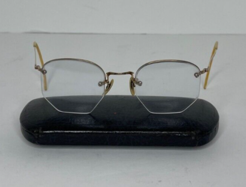 Antique B&L SHURON 1/10 12K Gold Filled Rimless Vintage Eyeglasses With ...