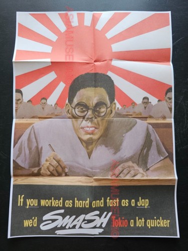 1943 WW2 USA AMERICA JAPAN ASIA PACIFIC WAR FLAG ARMY WORK PROPAGANDA ...