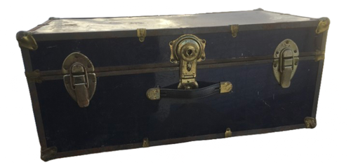 Vintage Steamer Trunk Original Hardware Metal Nautical Foot Locker ...