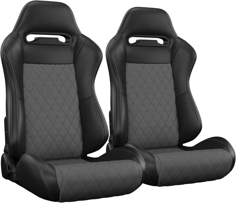 2PCS Adjustable Universal Racing Seats w/ Sliders, Bucket Seats for ...