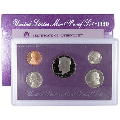 1990-S Clad Proof Set U.S. Mint Original Government Packaging OGP COA ...