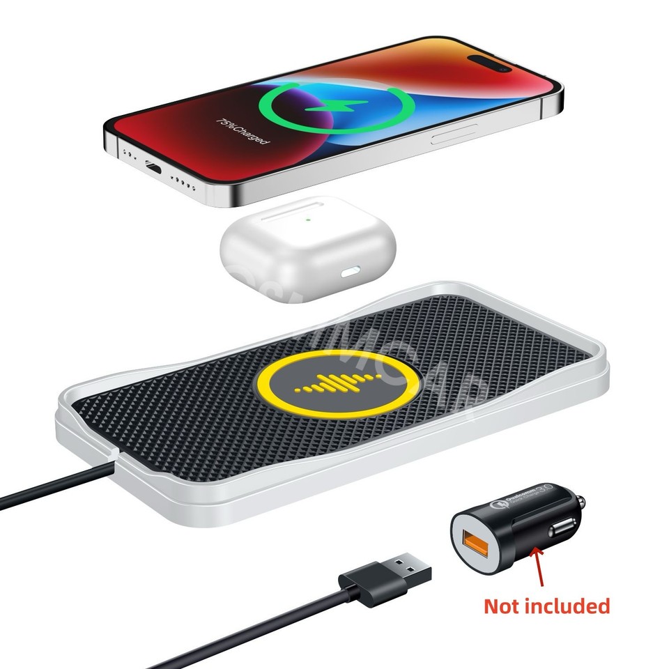 Fast Charging Wireless Car Phone Charger Pad Mat 15W For Apple iPhone ...