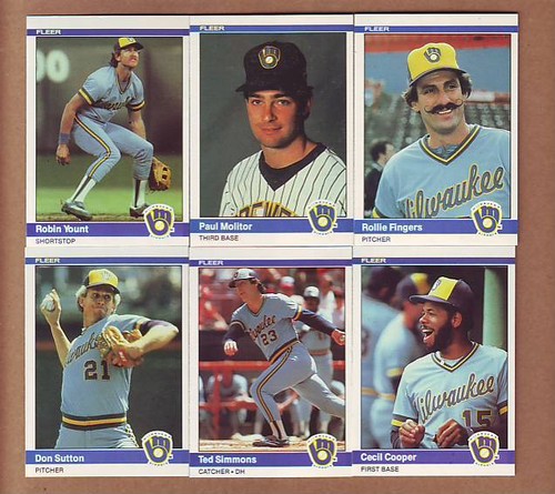 COMPLETE 1984 Fleer Milwaukee Brewers TEAM SET - 27 cards - Robin Yount ...