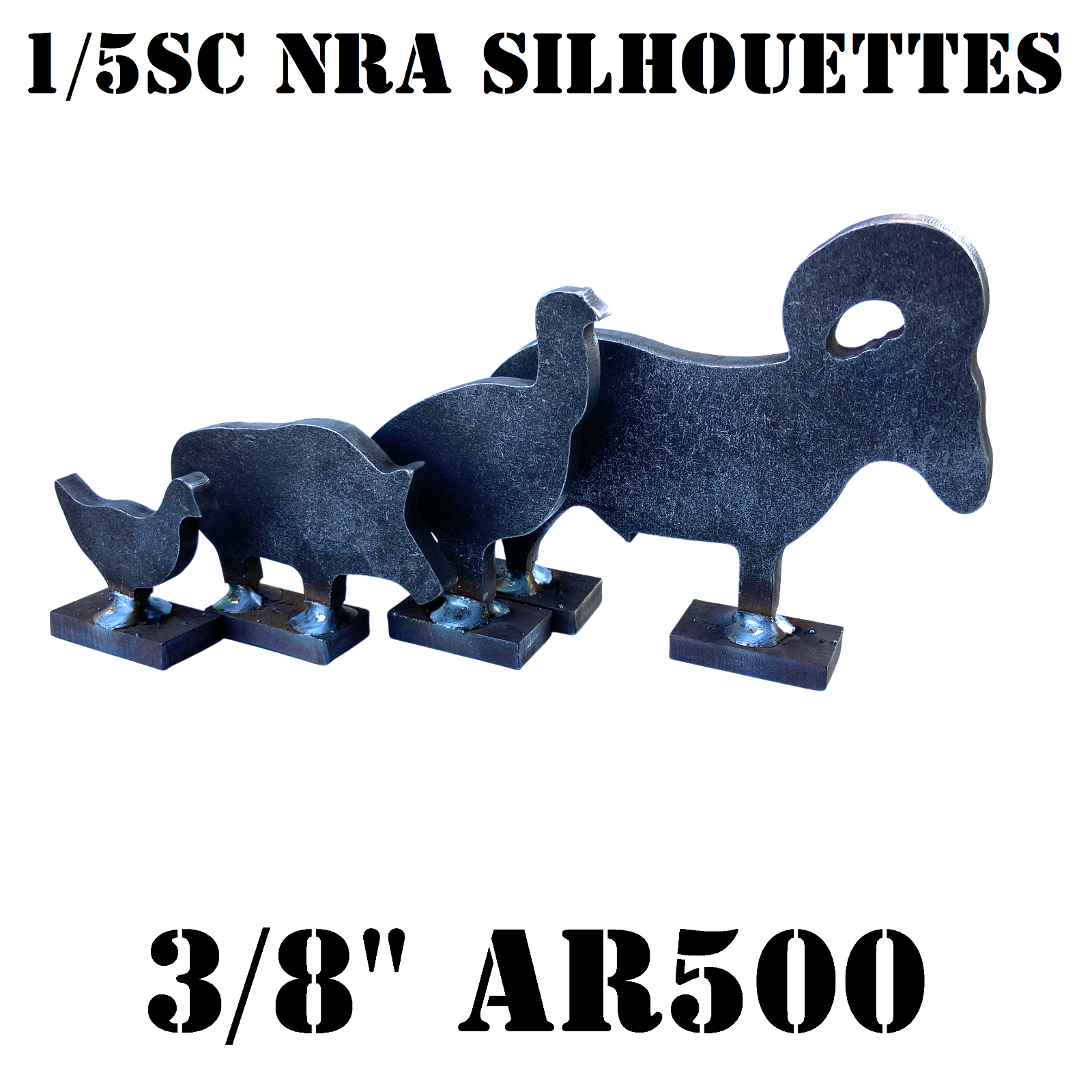 3/8" AR500 1/5sc. NRA/IHMSA Metallic Silhouette Targets - 4pc Rifle ...