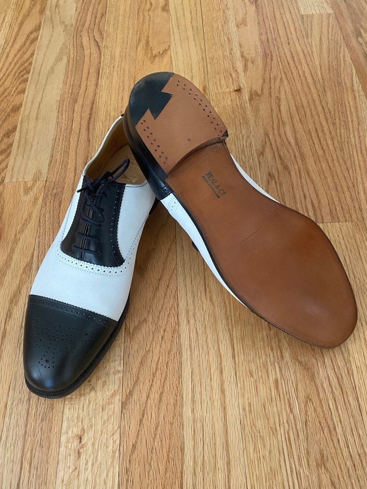 NEW Peal & Co Brooks Brothers Black/ White Oxford Wingtip shoes size 11 ...