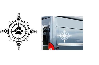1 x autocollant de boussole avec motif pattes de chien, autocollant de ...