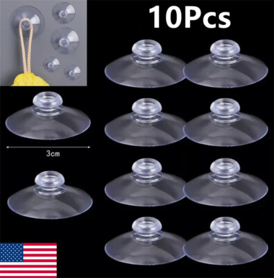 10Pcs SUCTION CUPS 30mm WINDOW SUCKERS CUP CLEAR PLASTIC PADS HOOK HANG ...