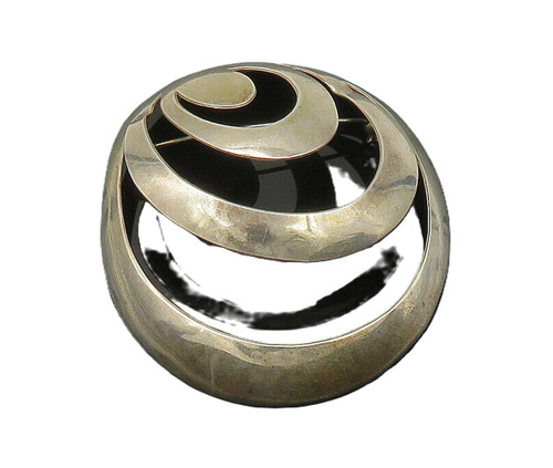 SANDRA BAKER 925 Sterling Silver Vintage Modernist Dome Brooch Pin ...