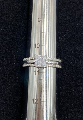 Sterling Silver 925 Princess Cut CZ Ring Enhancer Bridal Jewelry Set ...