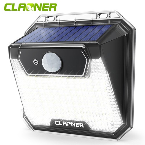 CLAONER Solar Power 148 LED Lights PIR Motion Sensor Outdoor Security ...