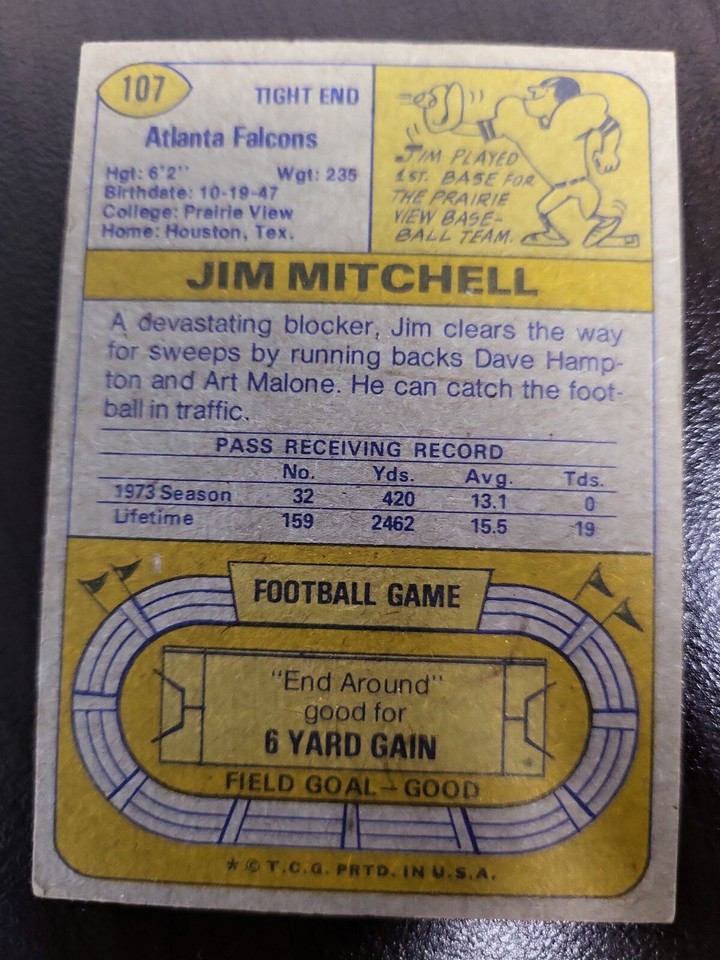 1974 Topps Jim Mitchell card #107 | eBay