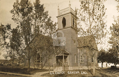 U.B. Church, Geneva, IN Indiana 1913 RPPC Photo Postcard Copy | eBay