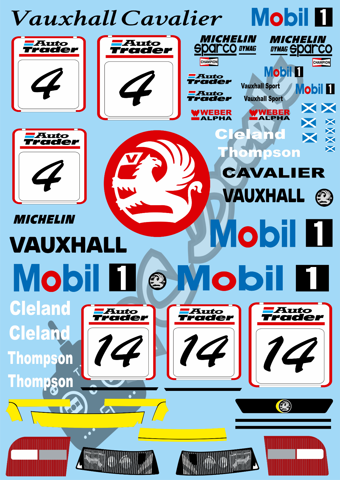 1/10 Touring Car Decal Set BTCC Vauxhall Cavalier 1995 - Tamiya ...