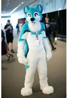 Long Fur Furry Husky Dog Fox Mascot Costume Fursuit Wolf Cosplay ...