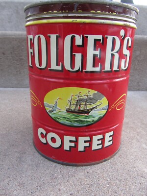 Vintage Folgers Coffee Can 1950s regular grind No Key | eBay