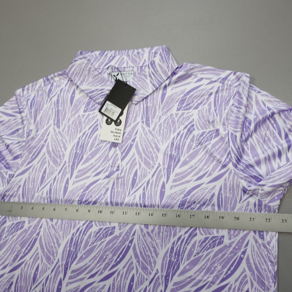 YATTA Men's Golf Polo Shirt Banana Cabana Purple Floral Stretch Wicking ...