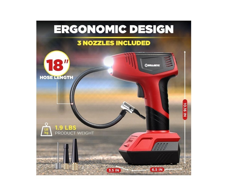Bullseye Pro Tire Inflator Portable Air Compressor, Car Tire Inflator ...