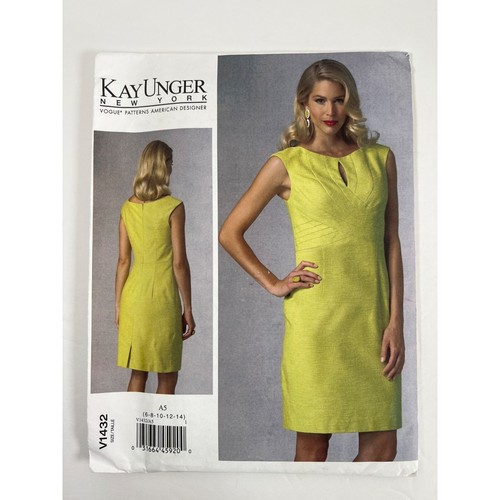 V1432 Vogue Sewing Pattern Designer Kay Unger NY Semi Fitted Dress ...