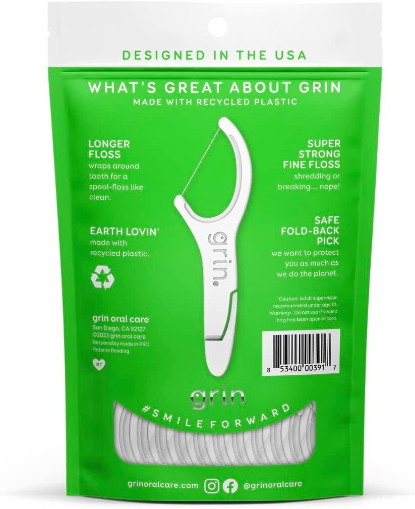 Earth Lovin' Grin Oral Care Fine Flosspyx Minty 75 ct each Floss Picks ...