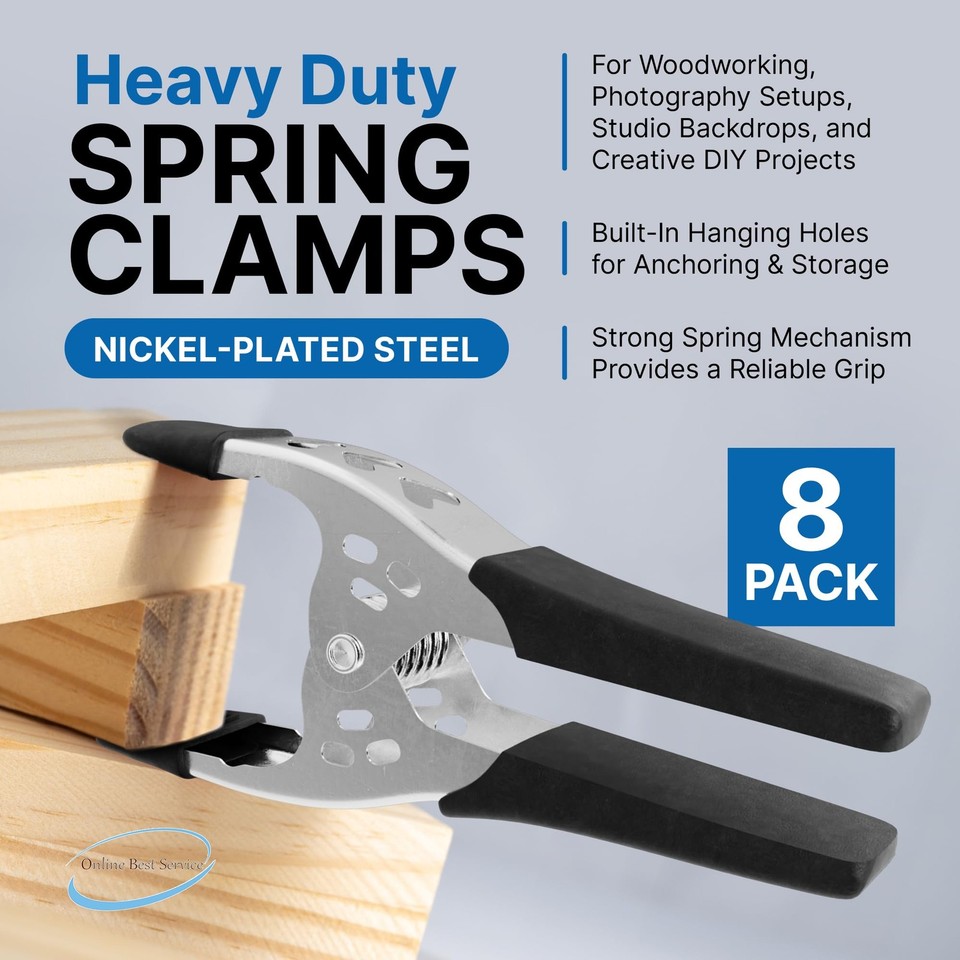 Lot of 8-6" inch Spring Clamp Large Super Heavy Duty Spring Metal Black ...