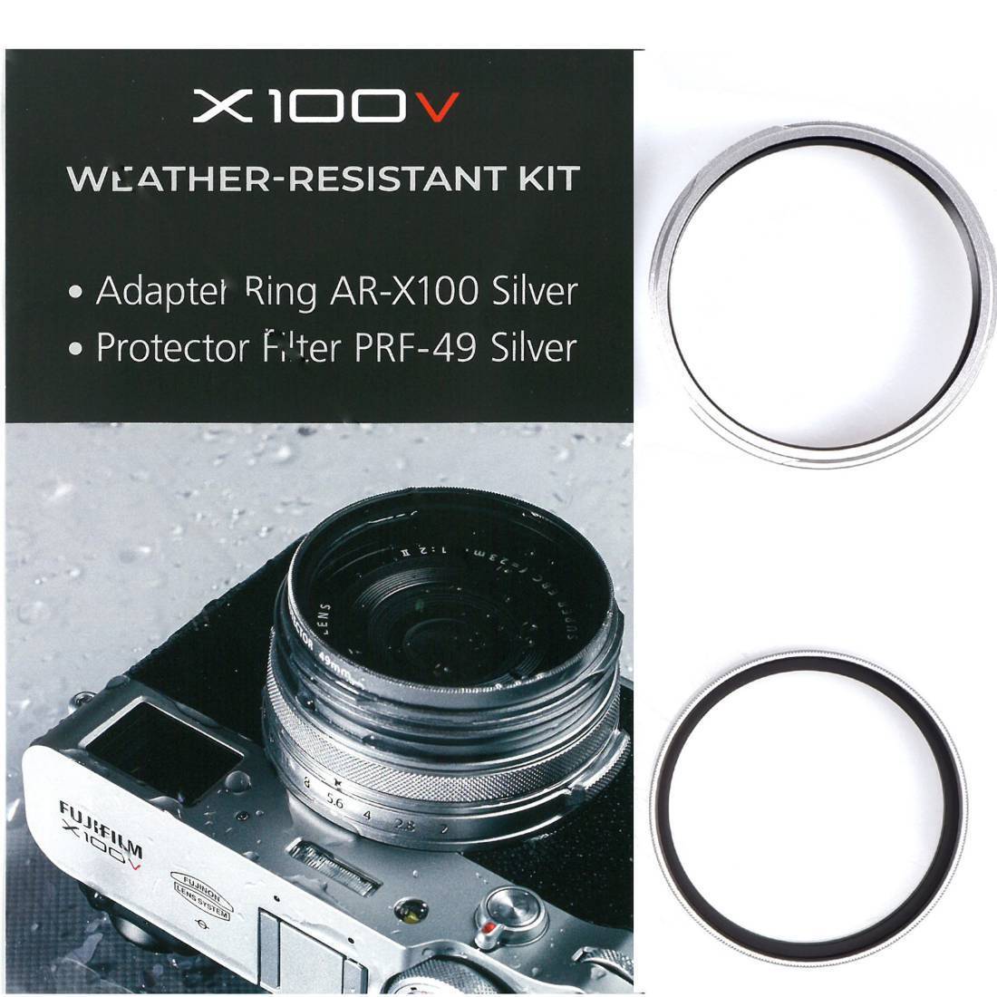 Fujifilm X100V Kit PRF-49 Filter Adapter Ring AR-X100 Silver Fujifilm X100V Kit PRF-49 Filter Adapter Ring AR-X100 Silver