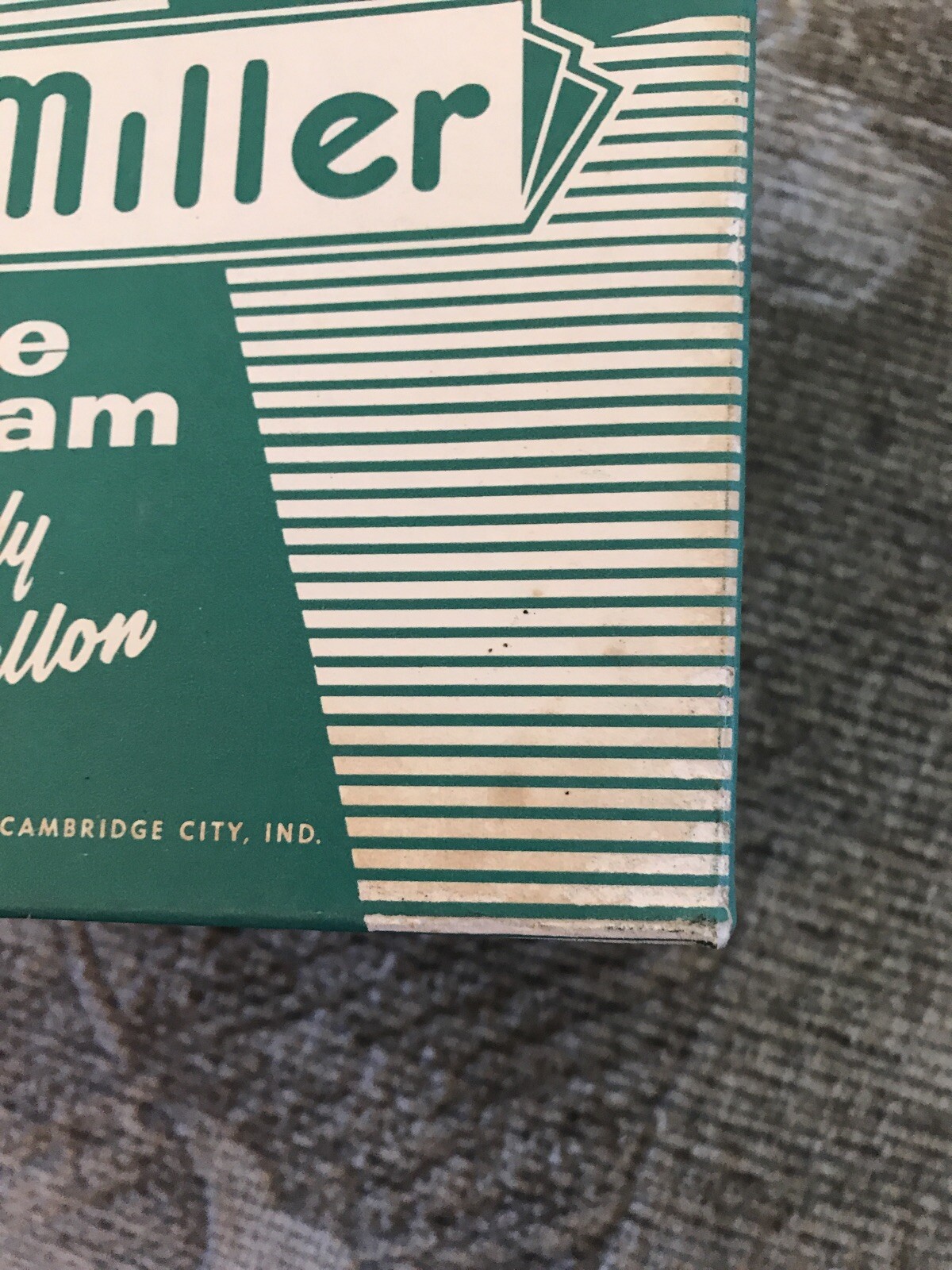 Vintage Miller 1/2 Gallon Ice Cream Carton From Miller Dairy Cambridge ...
