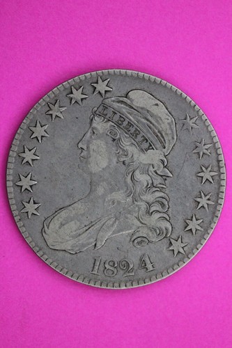 1824/4 Cap Bust Liberty Half Dollar Silver Rare Semi Key Date Coin ...