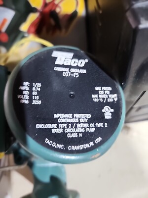 Taco 007-F5 Cast Iron Circulator Pump 687752190434 | eBay