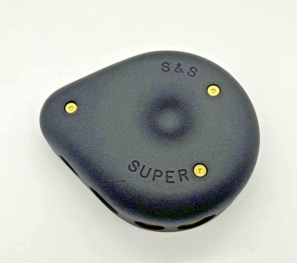 DRILLED S&S Teardrop 378 Air Cleaner Cover WRINKLE BLACK N BRASS one ...