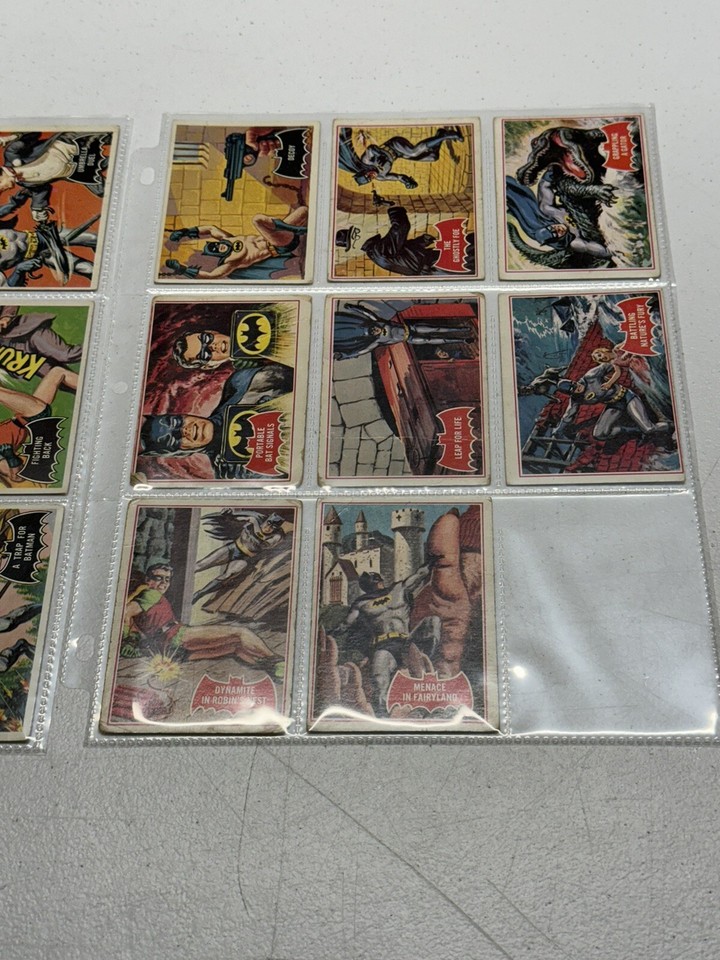 1966 BATMAN LOT OF 17 CARDS BLACK & RED BAT GOOD CONDITION RIDDLER ...