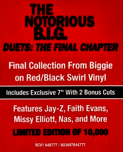 THE NOTORIOUS B.I.G. - DUETS (THE FINAL CHAPTER) - 2LP+7" Red/Black ...