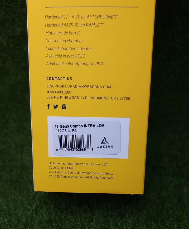 Radian Weapons Ramjet+Afterburner Combo For Glock 19 Gen 3, Black ...