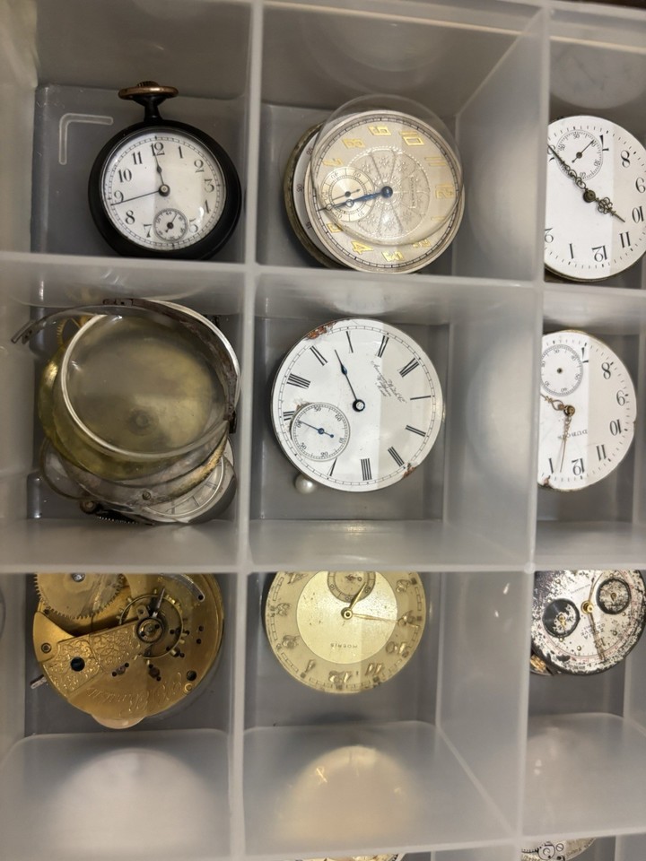 Huge Watch Automatic Parts Lot Movements Glass Bands Pocket Watch ...