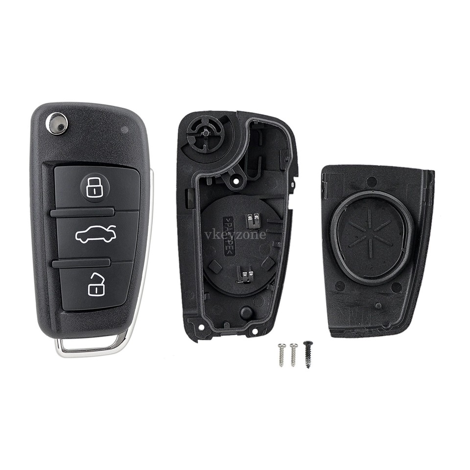 For Audi A1 A3 A4 A6 A8 Q3 Q7 TT Quattro 3 Button Remote Flip Key Fob ...