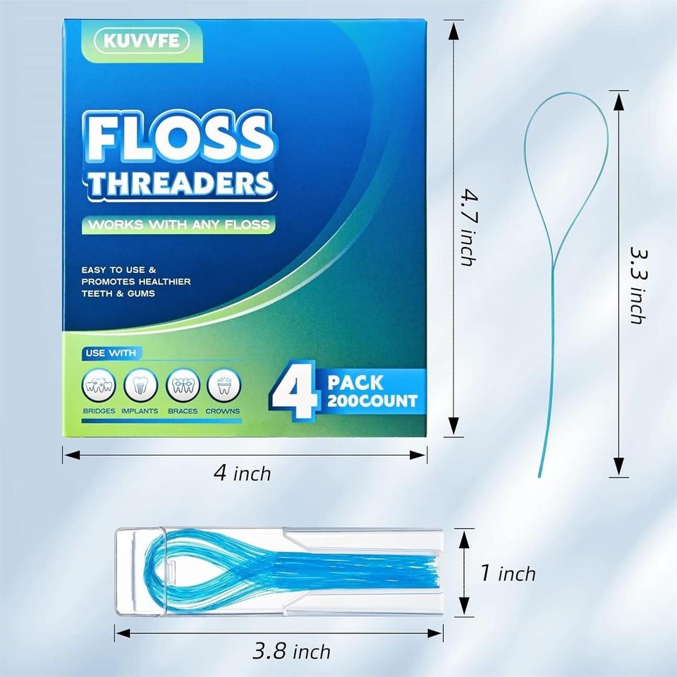 200 Count Simple Dental Floss Threaders for Braces Bridges Implants ...