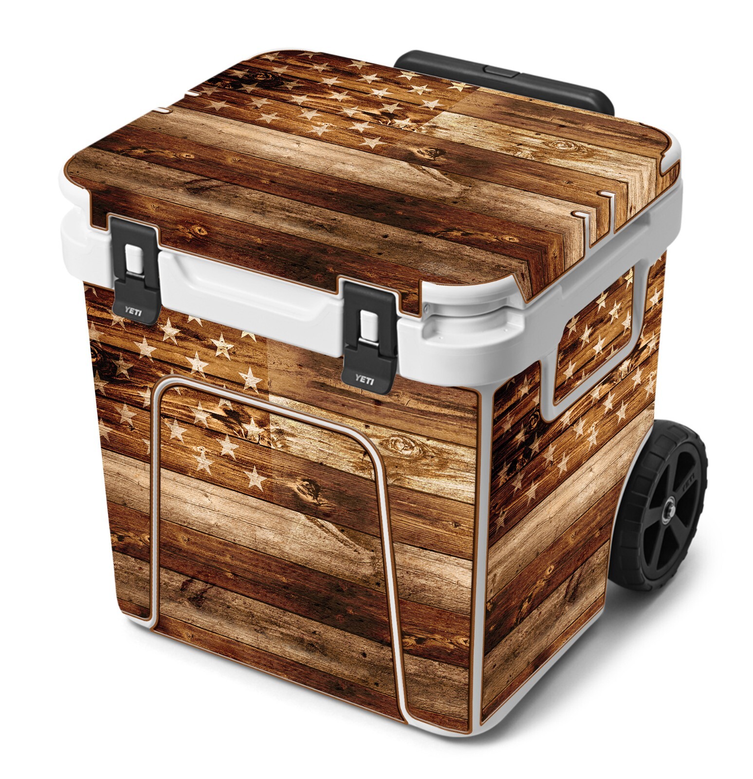 Vinyl Cooler Wrap fits YETI Roadie 48 WHEELED | Decal Skin - USA Wood ...