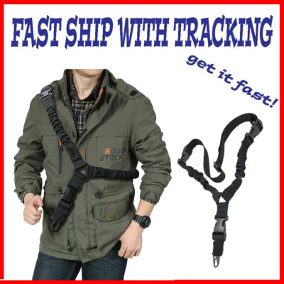 Tactical One Single Point Sling Strap Bungee Rifle Gun Sling with QD ...