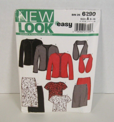 New Look 6290 Easy Jacket, Top, Skirt & Scarf Pattern Misses' 8-18 ...