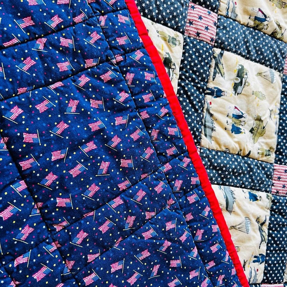 65”x102” Patriotic Quilt Handmade Double Sided Patchwork Quilt. | eBay