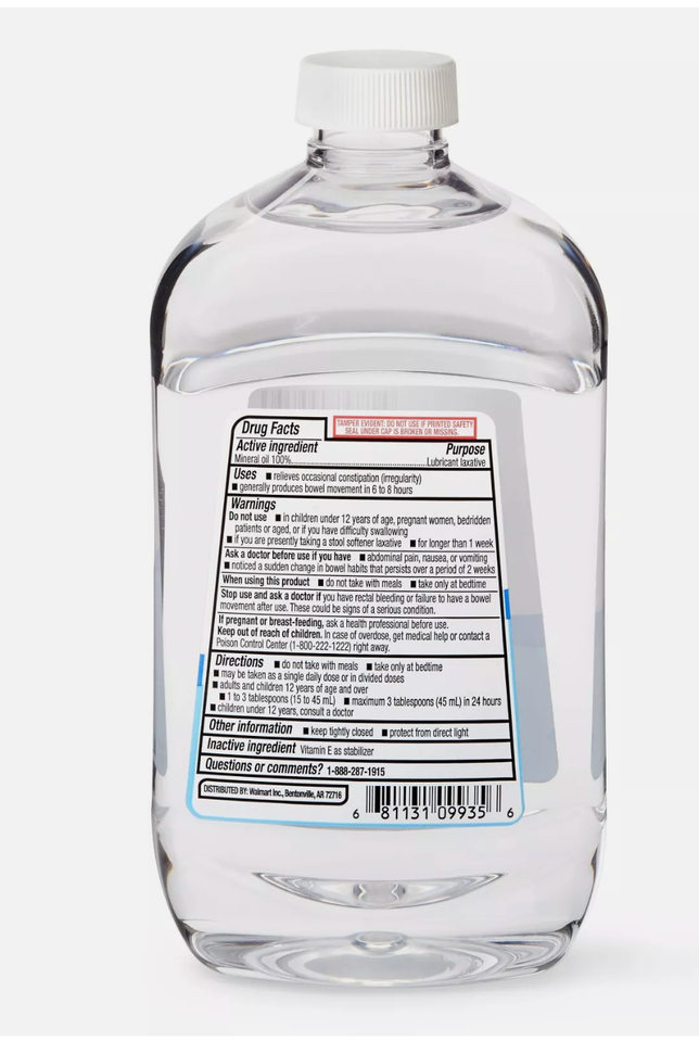 Equate Mineral Oil Lubricant Laxative Liquid for Constipation, 16 fl oz ...