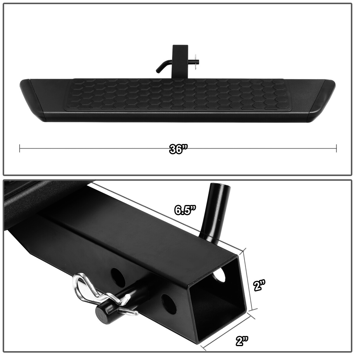 BLACK 36"WIDE X 5.5"L UNIVERSAL 2" RECEIVER TRAILER REAR BUMPER HITCH ...