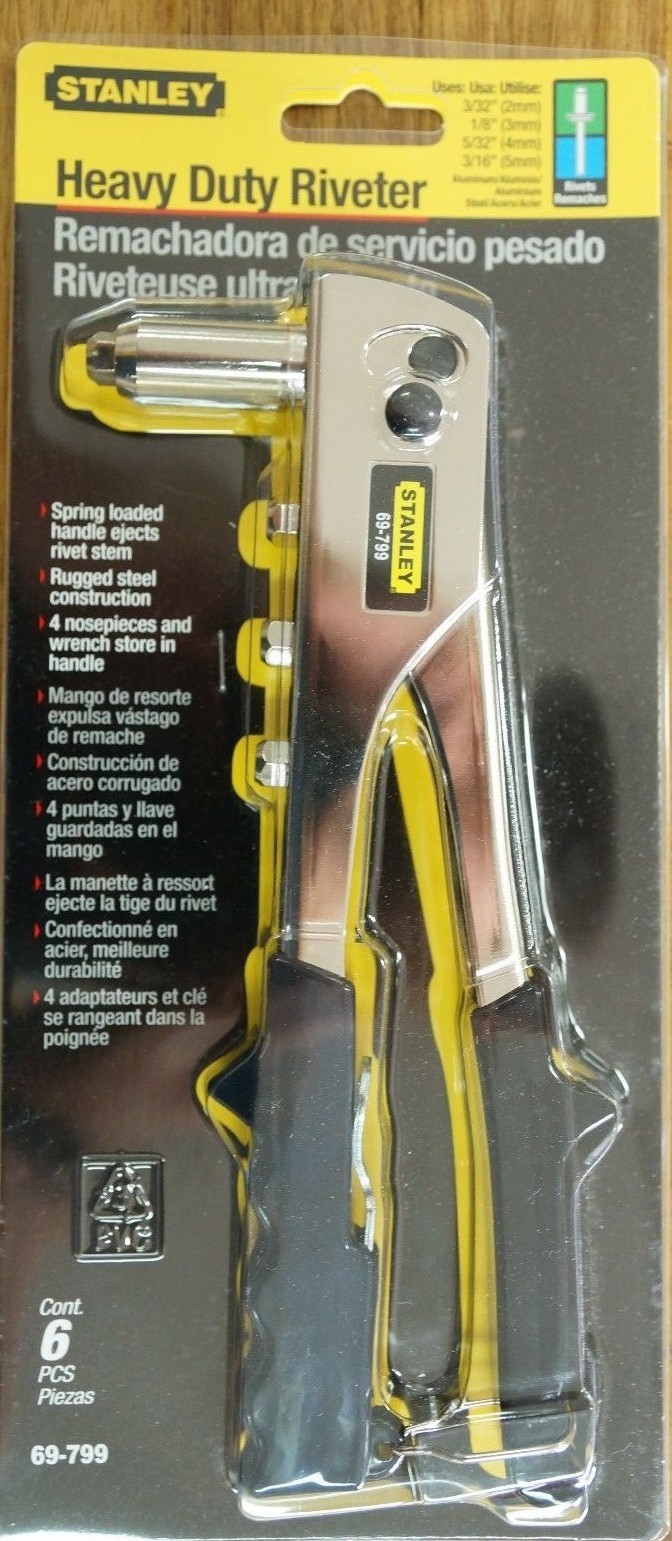 Stanley 69-799 Heavy Duty Pop Riveter Gun suit 3/32", 1/8”, 5/32" & 3/ ...