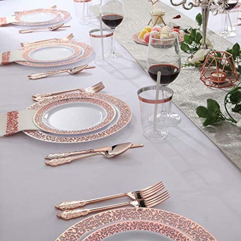 Complete Cutlery Rose Gold Dinnerware Set Total 400 Pcs Includes ...
