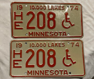 LICENSE PLATES MINNESOTA HANDICAP 1974 PR. 208 | eBay