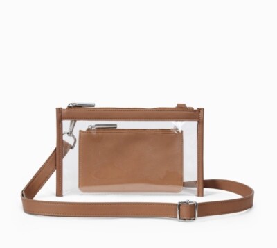 Thirty One Clear Crossbody With Caramel Smooth Pebble | eBay