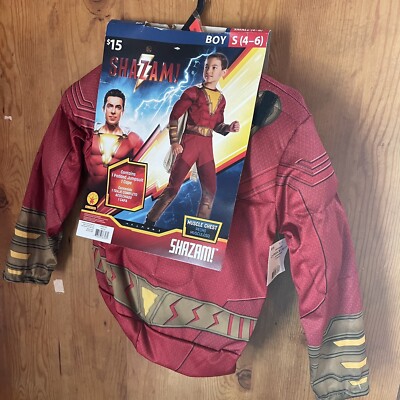 NEW 2 Piece Shazam Padded Muscle Boys Costume Size Small 4-6 Muscle ...
