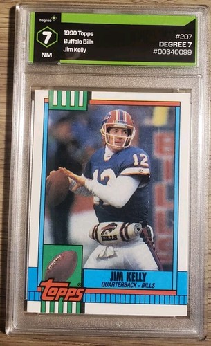 1990 Topps Football Card #207 Jim Kelly Buffalo Bills Degree Graded 7 ...