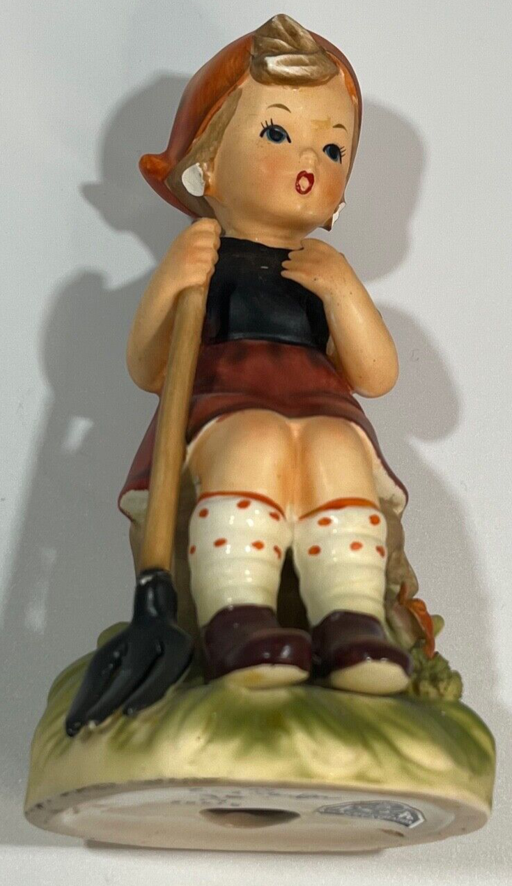 Erich Stauffer S8515 Hummel-Style Spring Time Girl on a stump with a ...